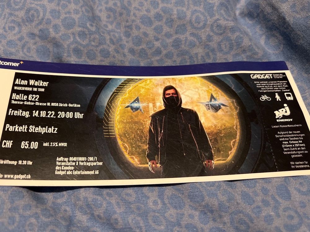 2x Alan Walker Ticket Zürich | Kaufen auf Ricardo