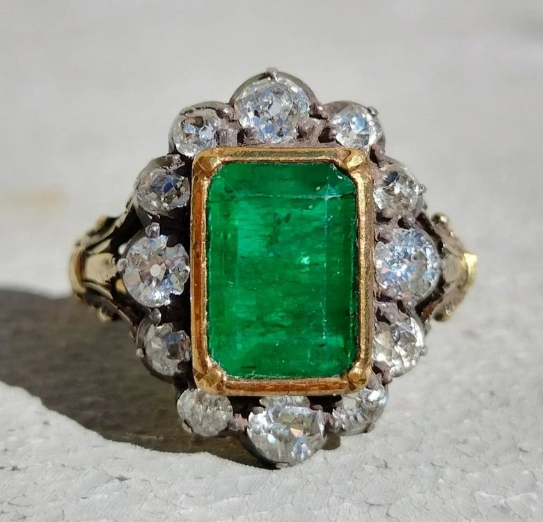 Antiker Smaragd & Diamanten 750 18ct Gold mit Zertifikat (Gebraucht) in ...