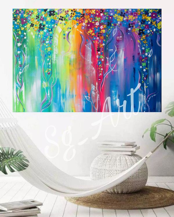 Acrylbild Natur floral bunt Blüten Blumen Unikat | Kaufen auf Ricardo