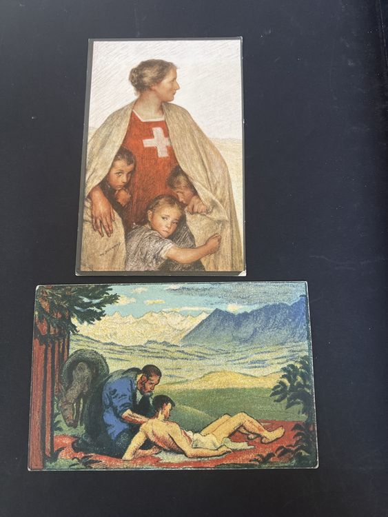 2 cartes fête nationale timbre 1917 (D'occasion) à Charmey (Gruyère ...