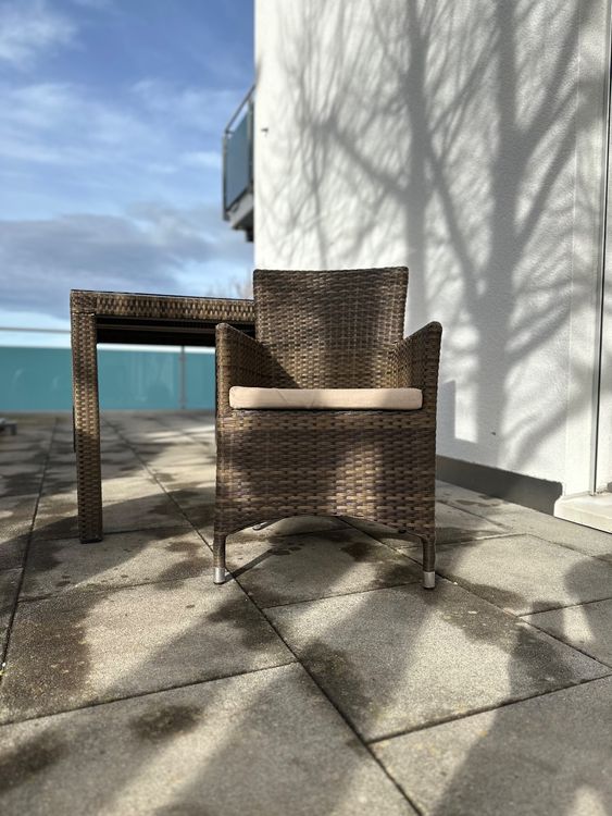 Rattan Tisch Set 9-teilig inkl. Sitzpolster | Kaufen auf Ricardo