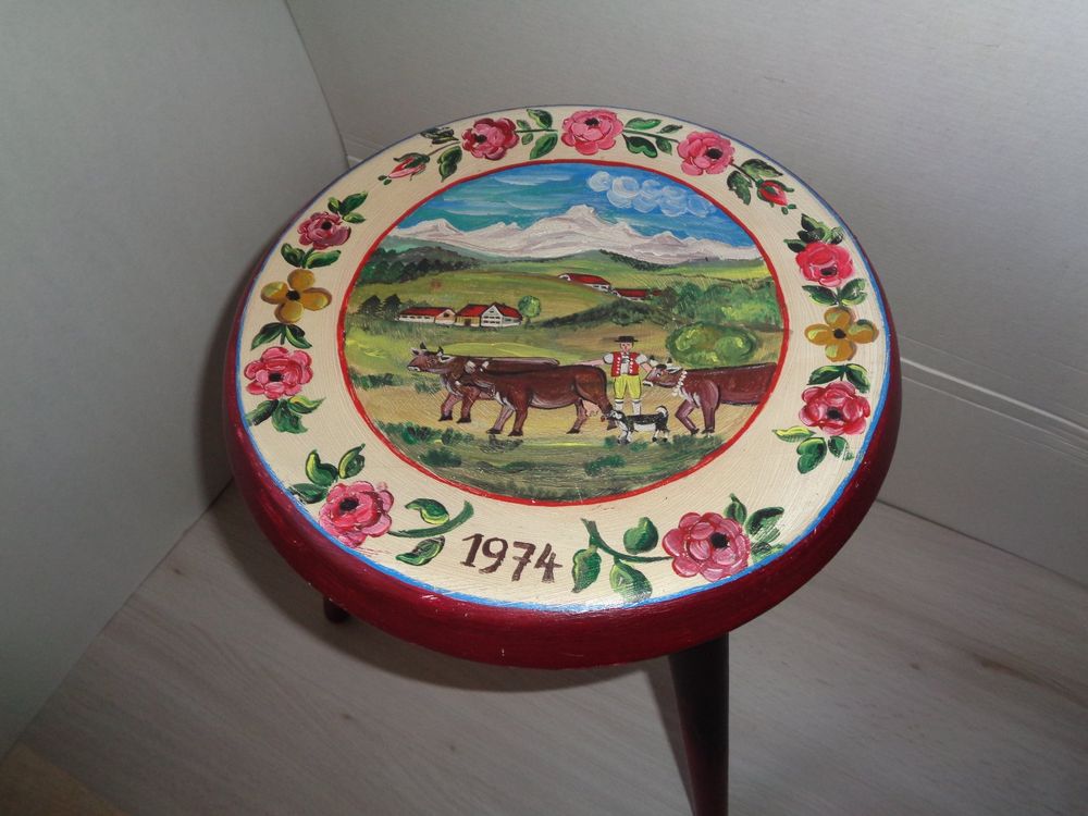 APPENZELLER BILD AUF HOLZ-SCHEMEL HOCKER 1974 SÄNTIS (Gebraucht) in für ...