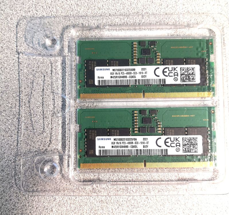 RAM 16GB (2x8), Samsung, Laptop, 4800 MHz, DDR5 RAM, SODIMM (Neu ...