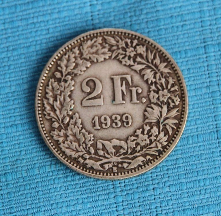 2 Franken Münze, Silber, 1939 (Gebraucht) in Nesselnbach für CHF 10 – mit Lieferung auf Ricardo ...