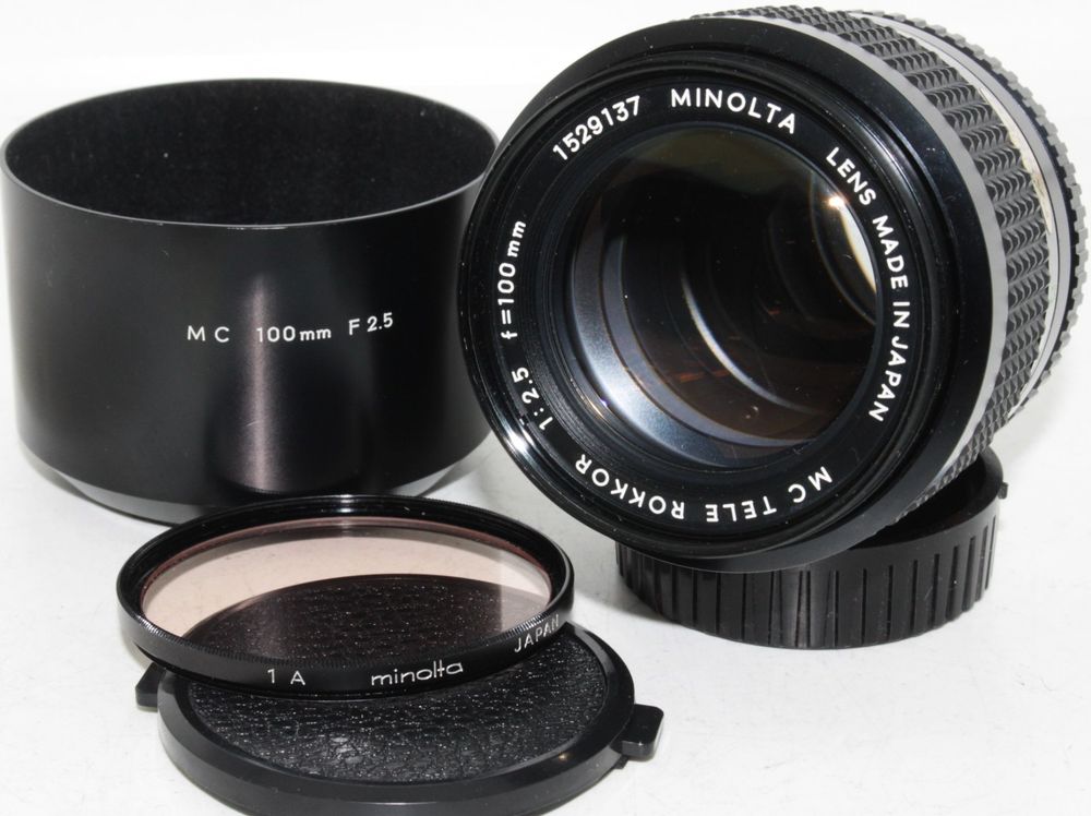 MINOLTA MC TELE ROKKOR 2.5 / 100 mm + SB + MINOLTA-Filter (Gebraucht ...