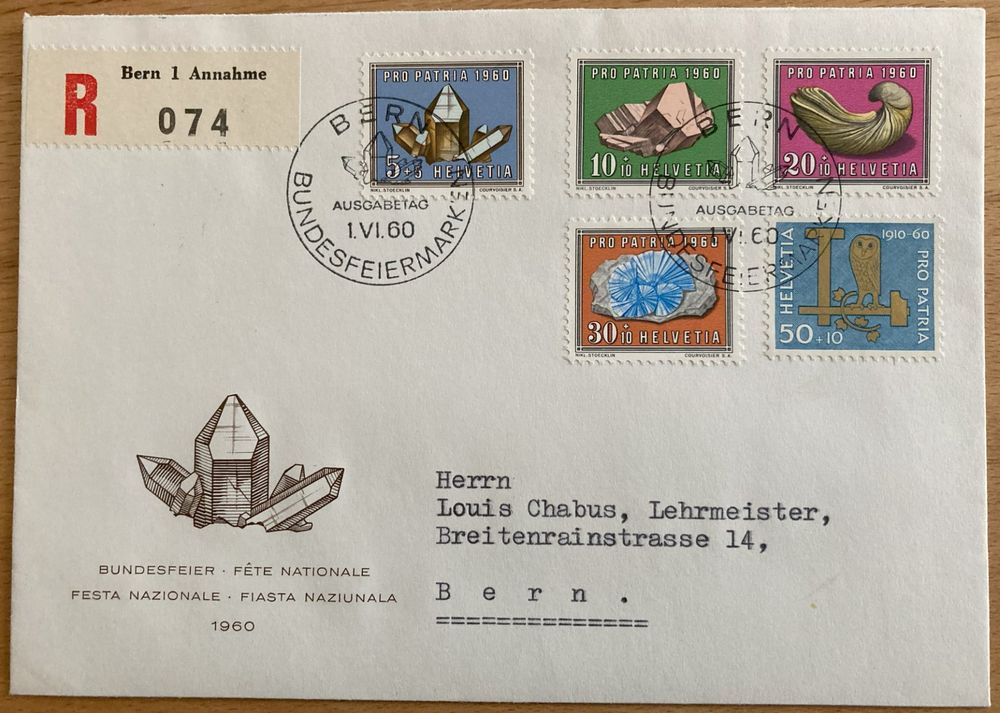 R-FDC Pro Patria 1960 illustriert, SBK 45 Fr. | Kaufen auf Ricardo