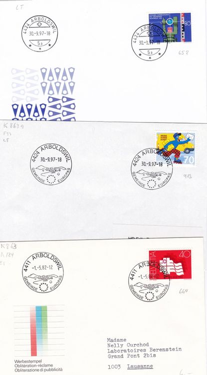 3 Poststempel Arboldswil BL 2x K u. Schliessung Postamt | Kaufen auf ...