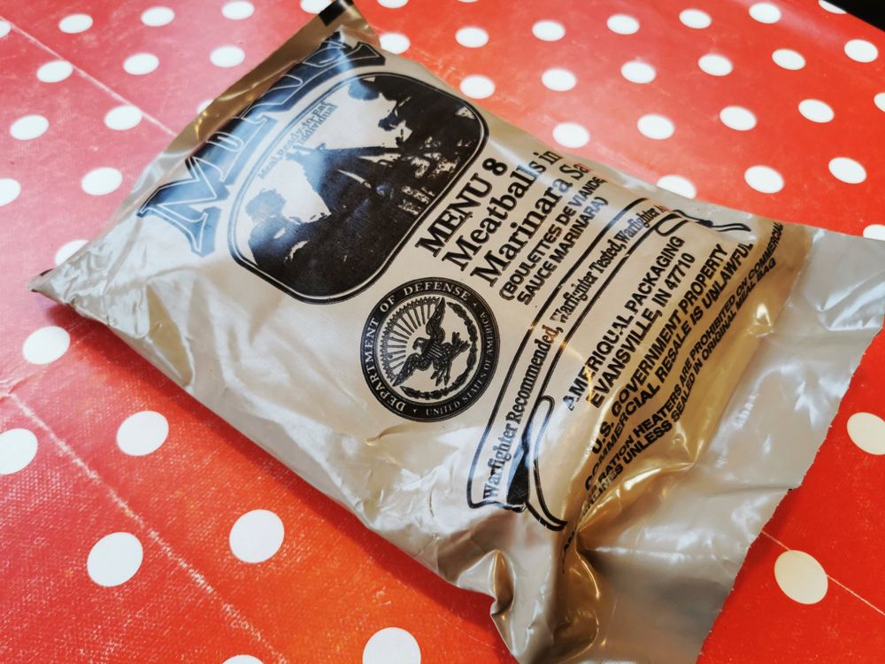 Original US Army MRE Menu #8 Meatballs in Sauce Insp. 1/25 (Neu und ...