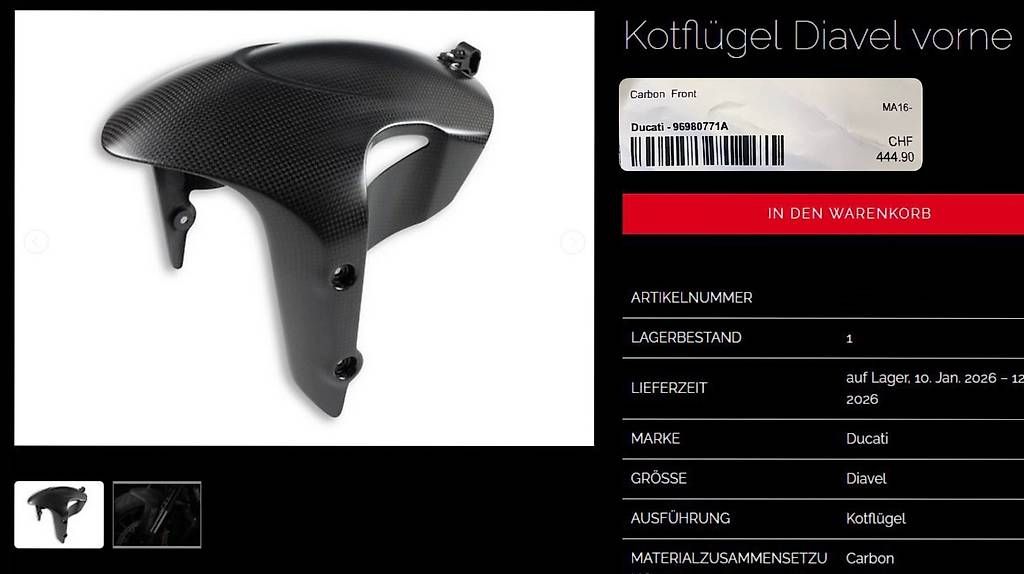Ducati Original Carbon Schutzblech vorne XDiavel 16-21 (Neu (gemäss ...