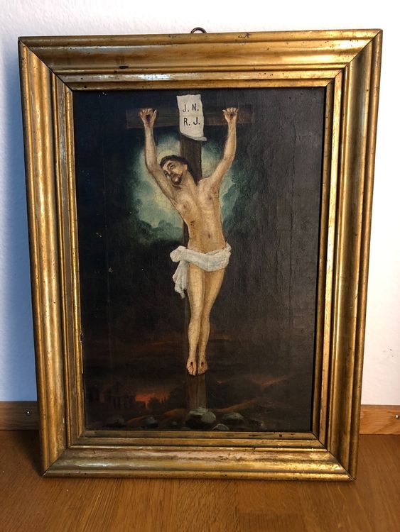 Kreuzigung Christi Antikes Ölgemälde um 1840 | Kaufen auf Ricardo