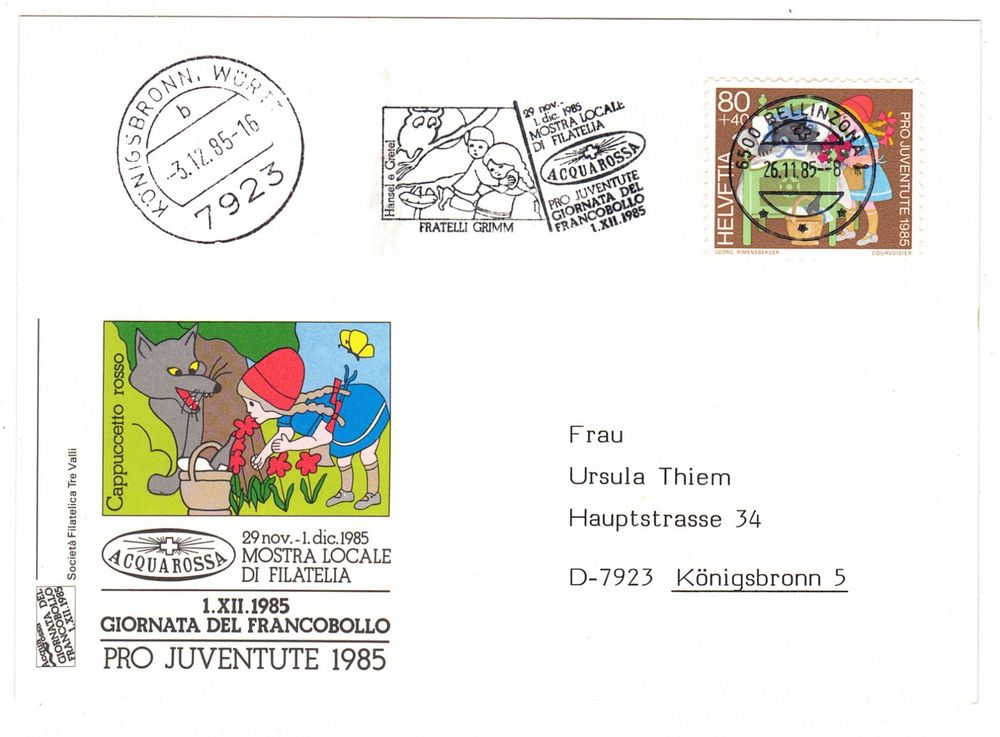 Carte spéciale de la journée du timbre 1985 (Gebraucht) in La Tour-de-Peilz für CHF 5 – mit ...