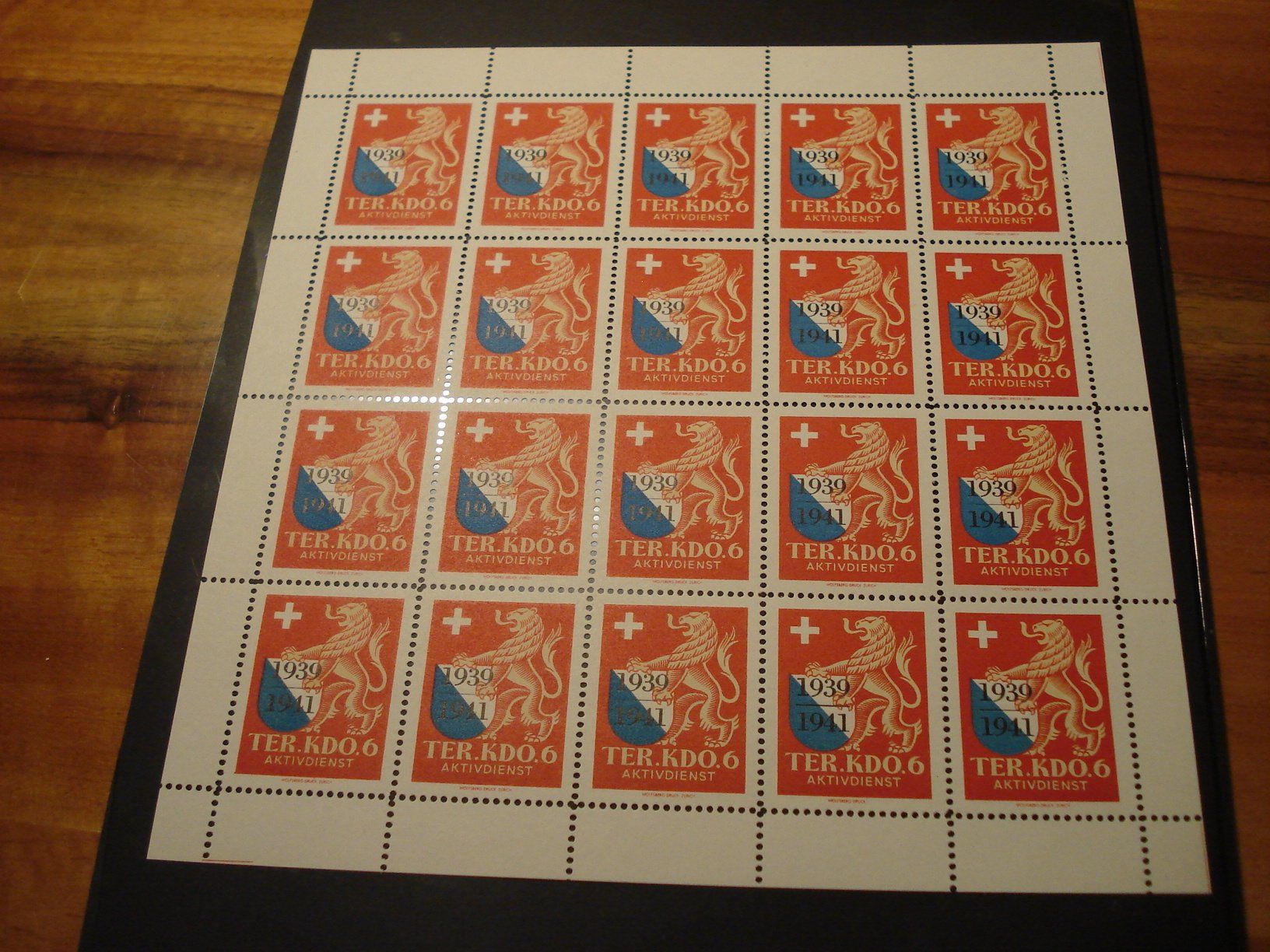 Bogen Soldatenmarke Ter Kdo 6, Zürich, 1939/41 ** (Gebraucht) in ...