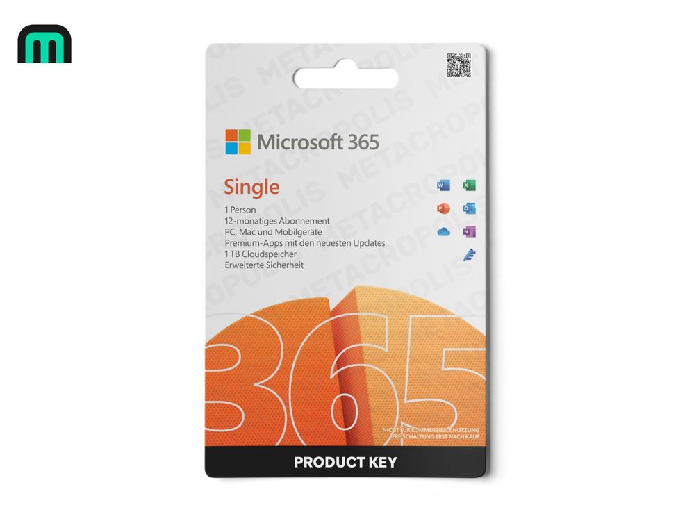 Microsoft 365 Single - 1 Benutzer - 5 Geräte - 12MT (Neu (gemäss ...