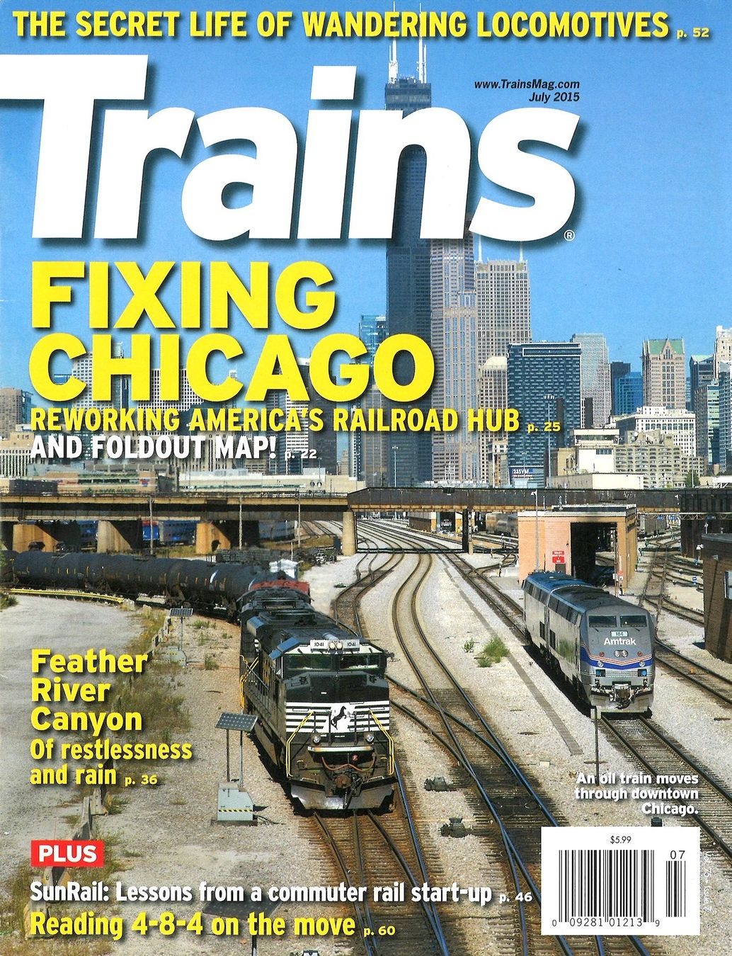 Zeitschrift Trains 07.2015, das wichtigste US-Eisenbahn-Heft (Neu ...