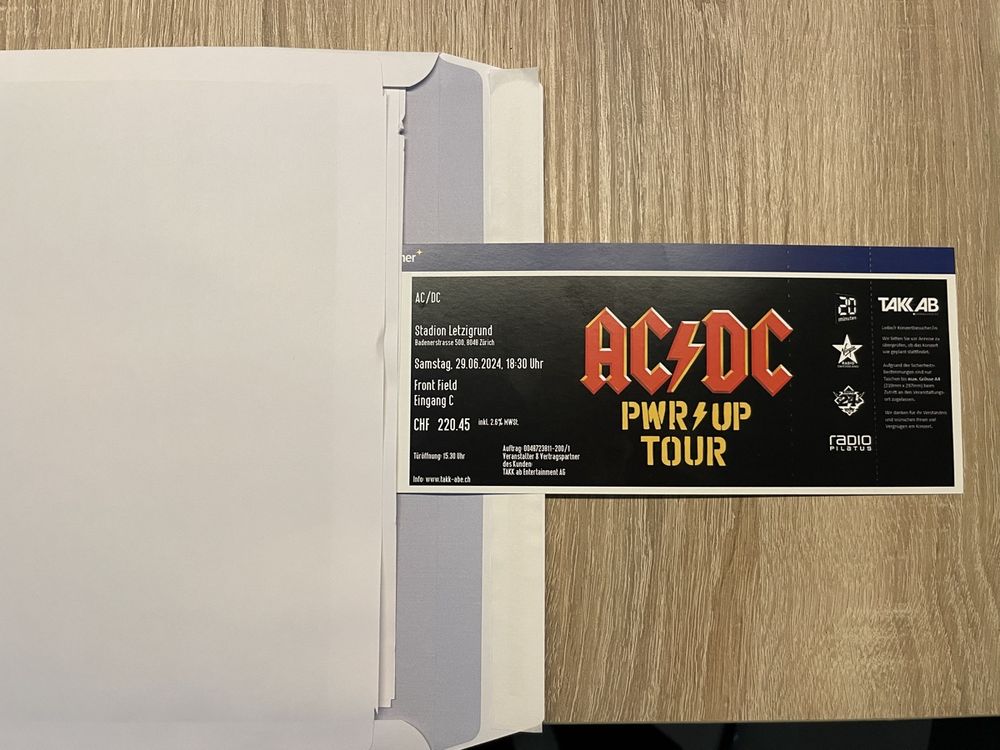 AC/DC Ticket Zürich 29.06. Front Field Stehplatz (Neu und ...