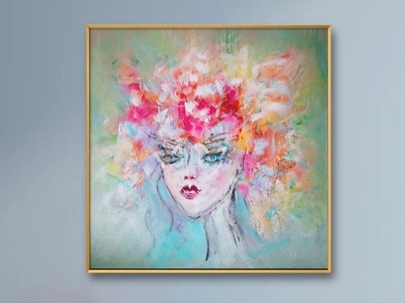 Acrylbild auf Leinwand, Unikat Miss Springl 90x90 cm | Kaufen auf Ricardo