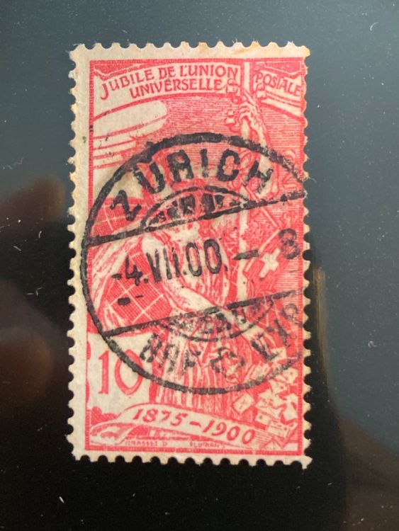 Schweiz 1900 UPU 10 Rp. Vollstempel ZÜRICH 4.VII.00 1.Tag+2! (Gebraucht) in Liestal für CHF 2 ...
