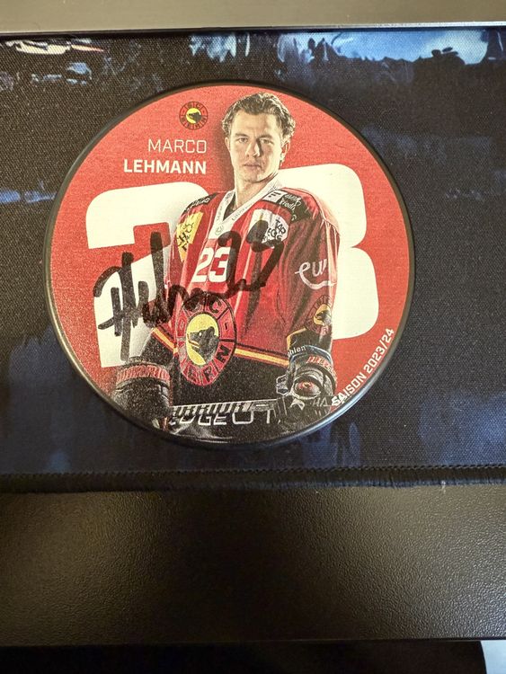 SCB (SC Bern) Puck mit Unterschrift #23 Lehmann (Neu (gemäss ...