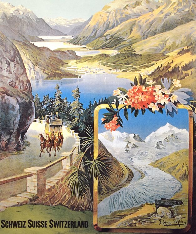 St. Moritz Hugo d' Alesi Plakat Morteratschgletscher Wetzel (Gebraucht ...