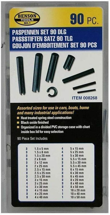 90tlg. Spannhülsen Sortiment Spannstift Holhsplinten (Neu und ...