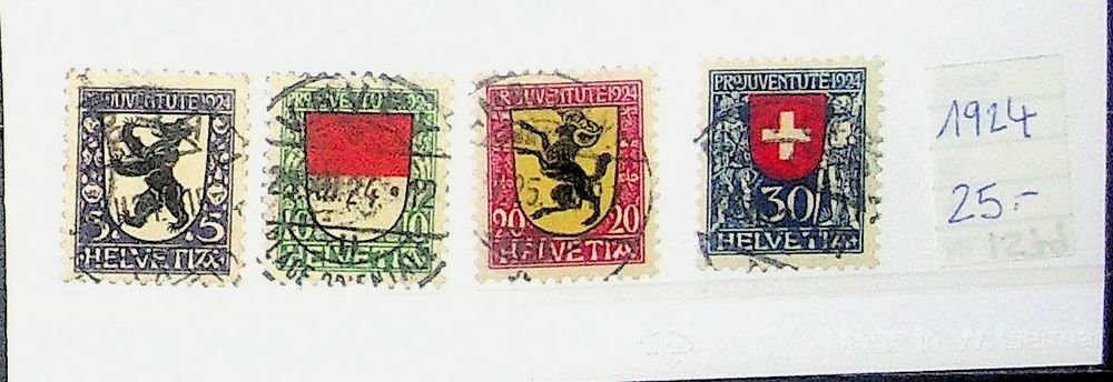 PRO JUVENTUTE 1924 SERIE OBLITEREE. SBK 25.00 - O256 | Kaufen auf Ricardo