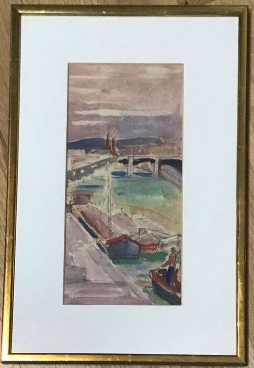 Hafenszene Aquarell Unleserlich Signiert | Kaufen auf Ricardo