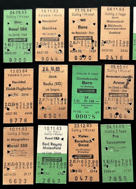 20 Top Billette, SBB, Tickets Edmondsche Kartonbillette (Gebraucht) in ...
