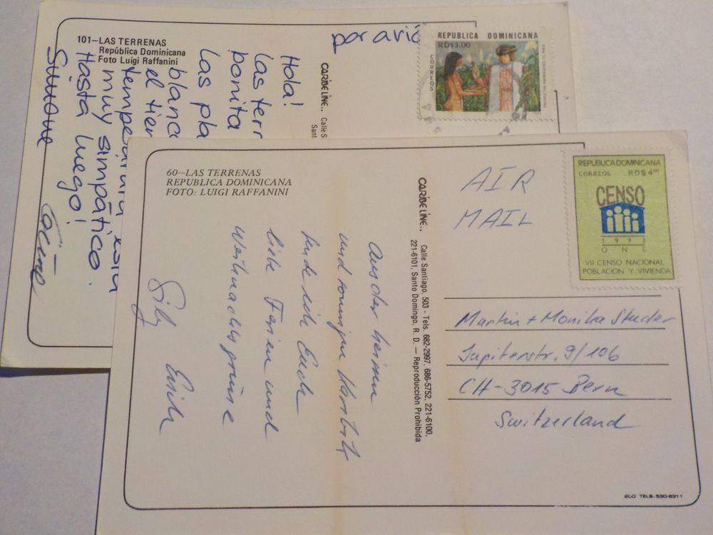 Karibik, Dominica, 2 Karten mit Marken (Gebraucht) in Muri b. Bern für CHF 2 – mit Lieferung auf ...