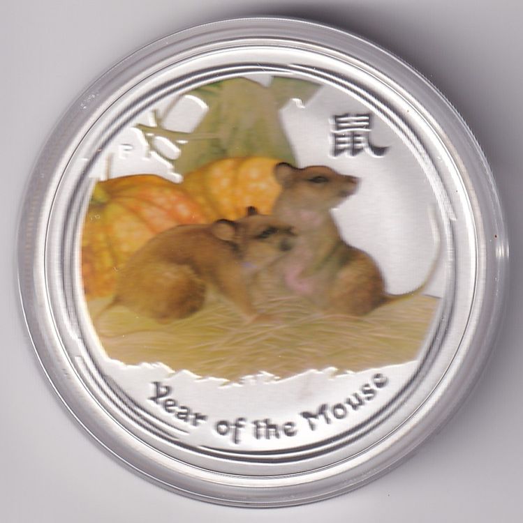 Australien Lunar II 2008 – 1 oz Silber Maus, coloriert (Neu und ...