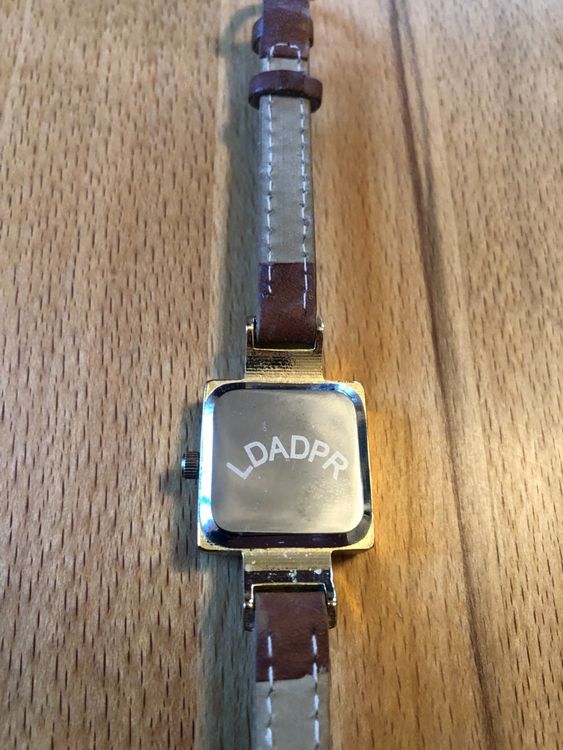 Damenuhr LDADPR Lamarthe Gold, braunes Armband schmal | Kaufen auf Ricardo