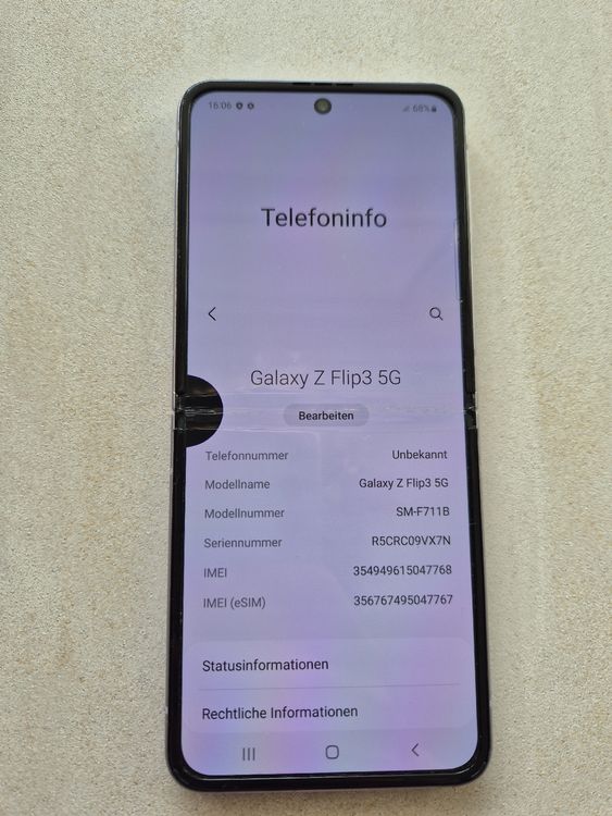 Samsung Galaxy Z Flip 3 5G –Lavender – defekt (Bastlergerät) (Defekt ...