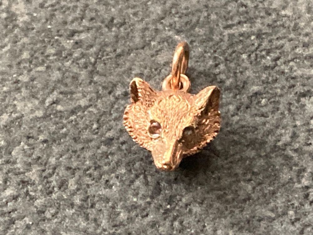 antiker kleiner Fuchskopf Anhänger 15 K Gold (gelb/roségold) (Gebraucht ...