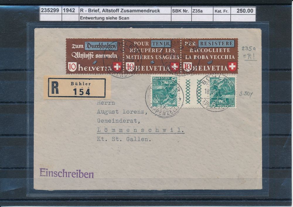 1942 R - Brief, Altstoff Zusammendruck | Kaufen auf Ricardo