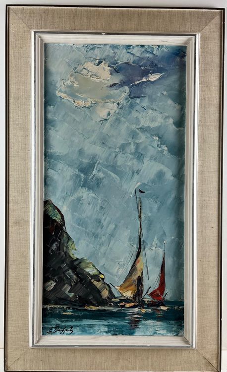 Boote auf dem Meer Gemälde Signiert. (Gebraucht) in Neuhausen am Rheinfall für CHF 10 – mit ...