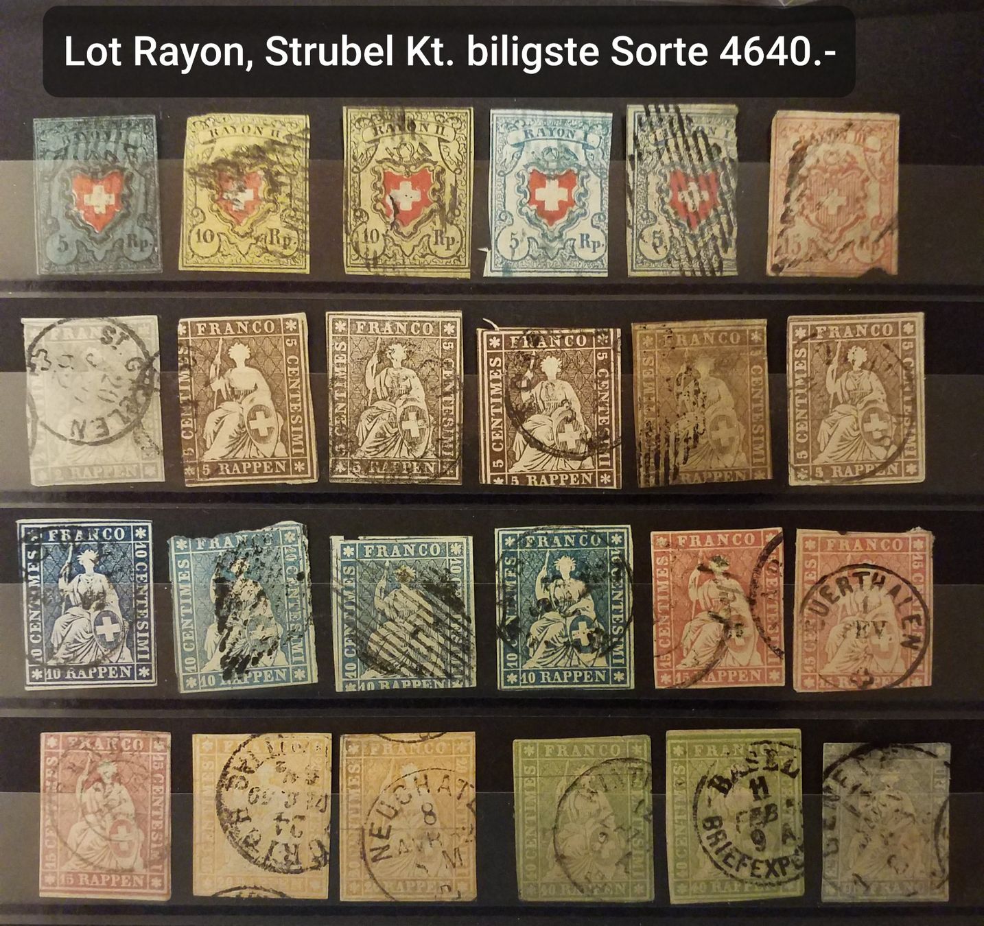 Rayon, Strubel 2Rp. - 1Fr. für billigsten Ausgaben Kt. 4640 (Neuf (Voir ...