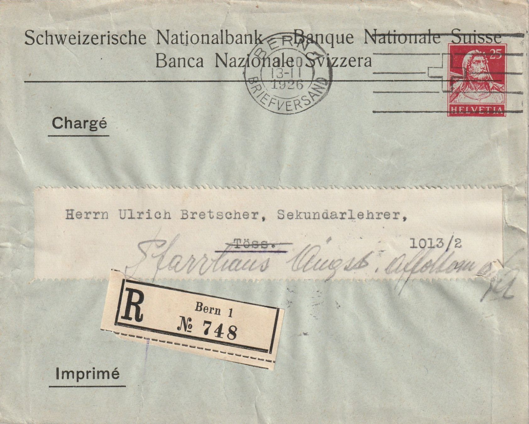 12 Rp. und 25Rp. R-GS-Brief Nationalbank (Gebraucht) in Rorschacherberg für CHF 8 – mit ...