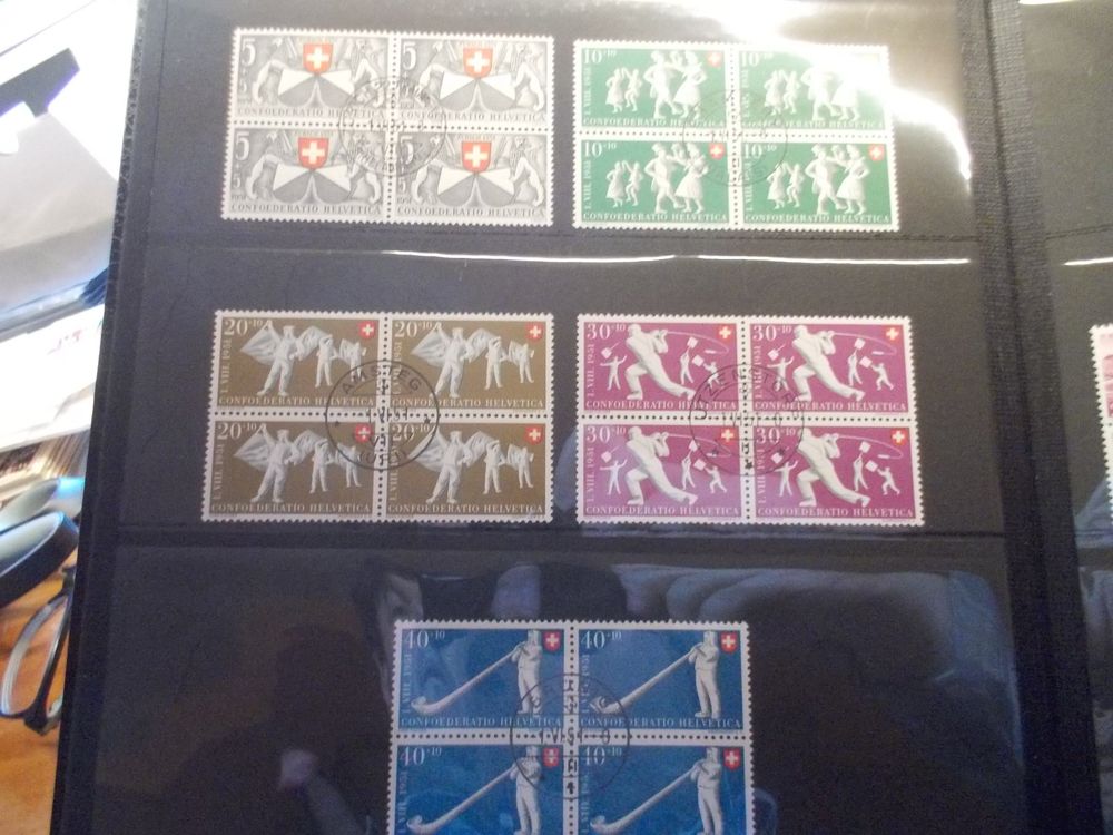 Pro Patria 1951, Satz 4erblock ET-o, diverse Orte-Stempel (Gebraucht) in Niederwil AG für CHF 42 ...