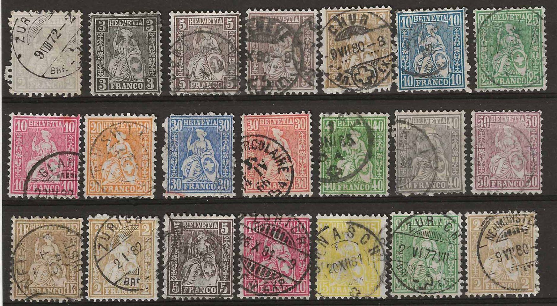 CH028 - Lot Helvetia assise obl. (D'occasion) à Trélex pour CHF 12 ...