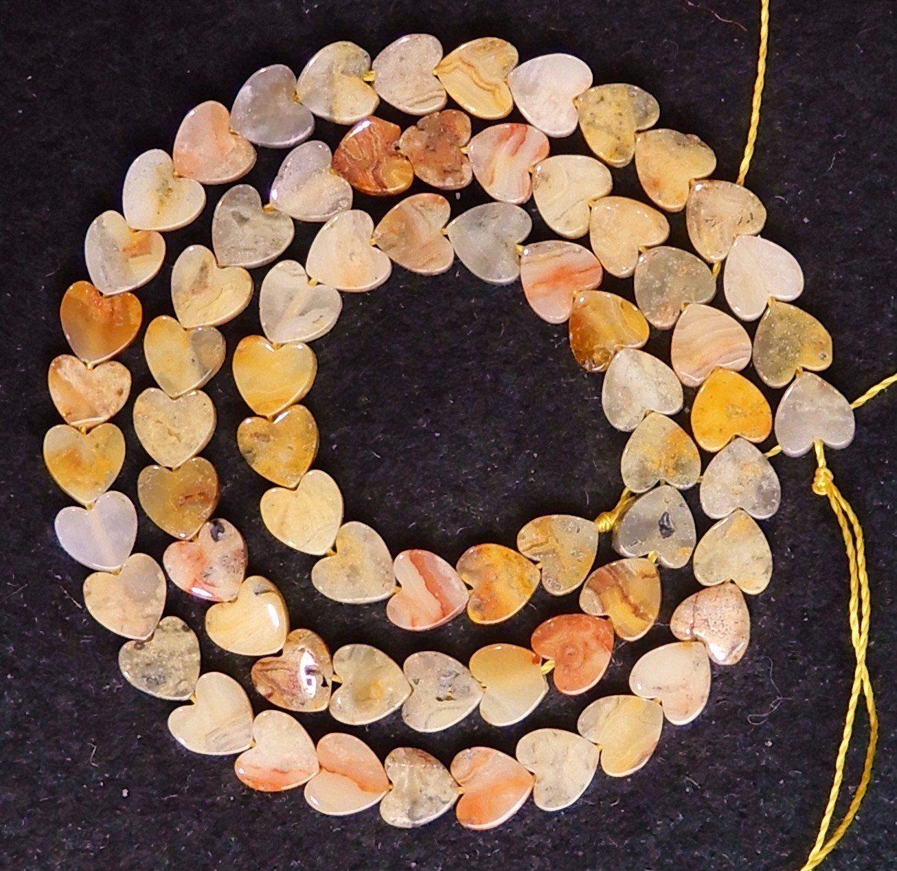 1 Strang echte Herz Perlen aus mex.Achat 6 x 6 x 2 mm (Neu (gemäss ...