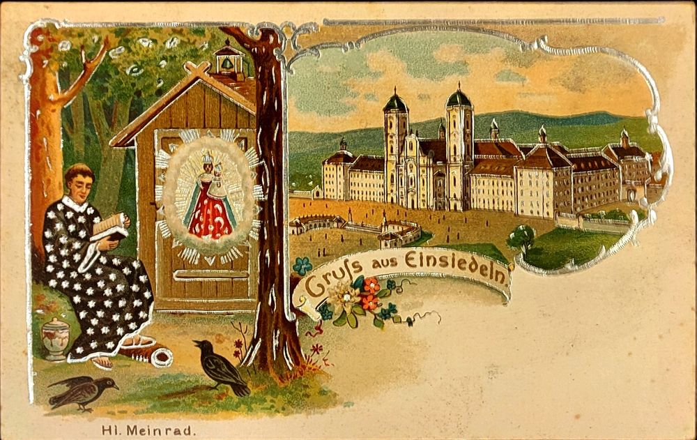 Antike Postkarte Gruss aus Einsiedeln 1908 Kloster Kirche | Kaufen auf Ricardo