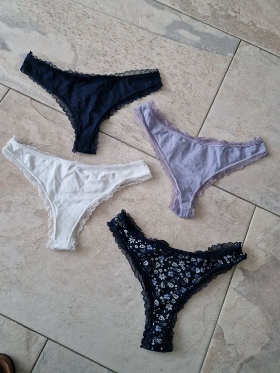 4 Damen Strings Gr. S Chicorée mit Spitze | Kaufen auf Ricardo