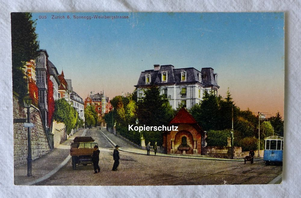 AK ZÜRICH 6, Sonnegg- Weinbergstrasse, Tram, belebt, kolor. (Gebraucht) in Wallisellen für CHF 7 ...