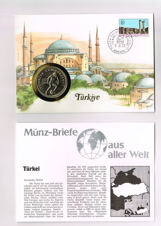 Türkei_1985_Münzbrief mit Beschreibung (Gebraucht) in Hombrechtikon für CHF 3.3 – mit Lieferung ...