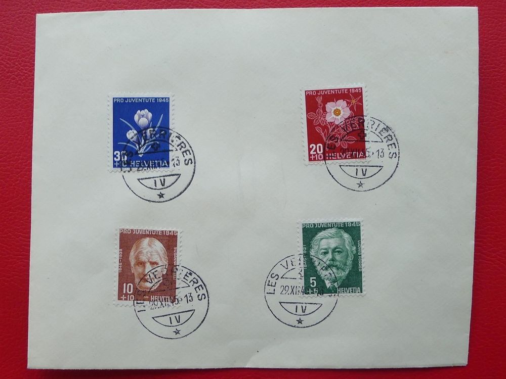 1945 PJ: J113-J116 Satzbrief von LES VERRIÈRES, Kat: 40.-+ (Gebraucht) in Sursee für CHF 8 – mit ...