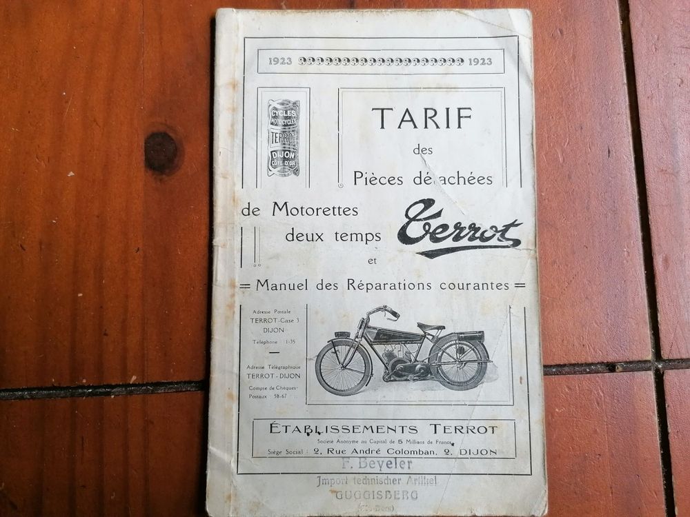 Motorettes 2 temps Terrot 1923 manuel entretien et de pièces (Defekt ...