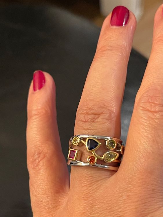 Bague bicolore 925 sertie pierres différentes 53 livraison g | Kaufen ...