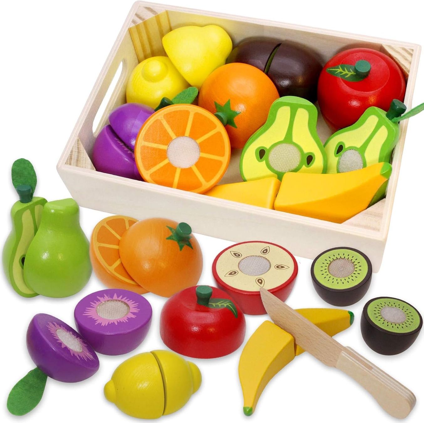 Holzspielzeug Obst Kinderküche Spielküche Zubehör mit Klett (Neu ...