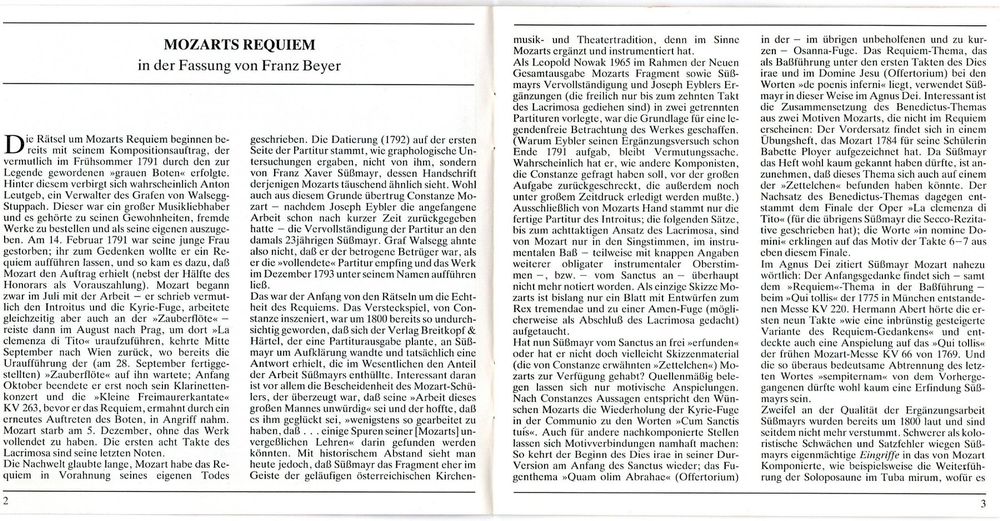 Mozart Requiem in der Fassung von Franz Beyer (Gebraucht) in Thun für ...