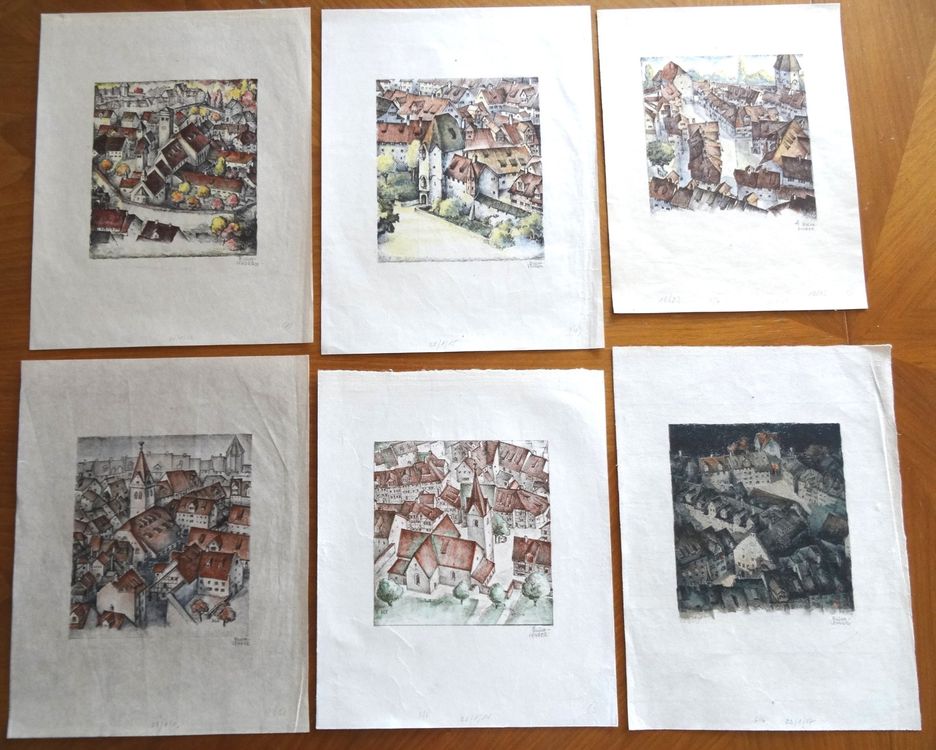 6 Lithos Stadt St.Gallen, von F. Blöchlinger, handsigniert (Gebraucht) in Walzenhausen für CHF ...