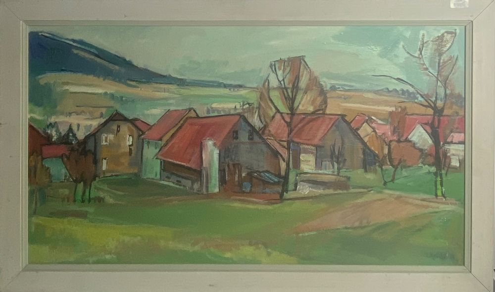 Josef KNECHT (1913-?) Große Dorfansicht Gemälde | Kaufen auf Ricardo